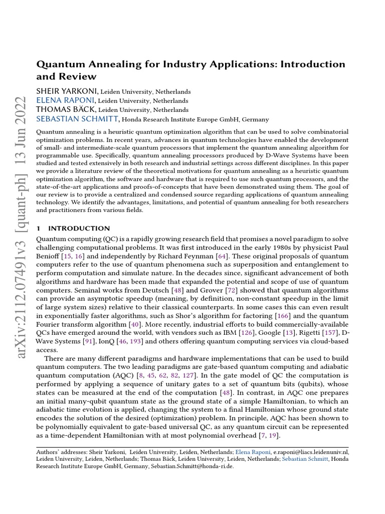 Quantum Annealing Industry | PDF | Quantum Computing | Mathematical ... Quantum Annealing Industry | PDF | Quantum Computing | Mathematical ...