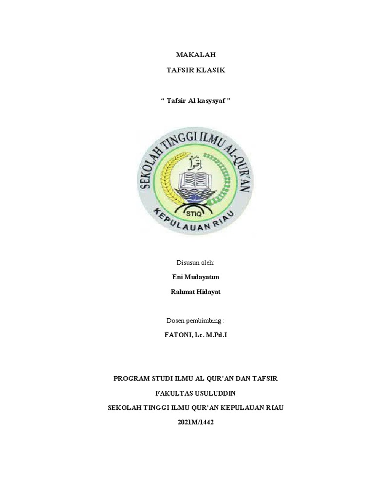 Makalah Tafsir Al Kasysyaf | PDF