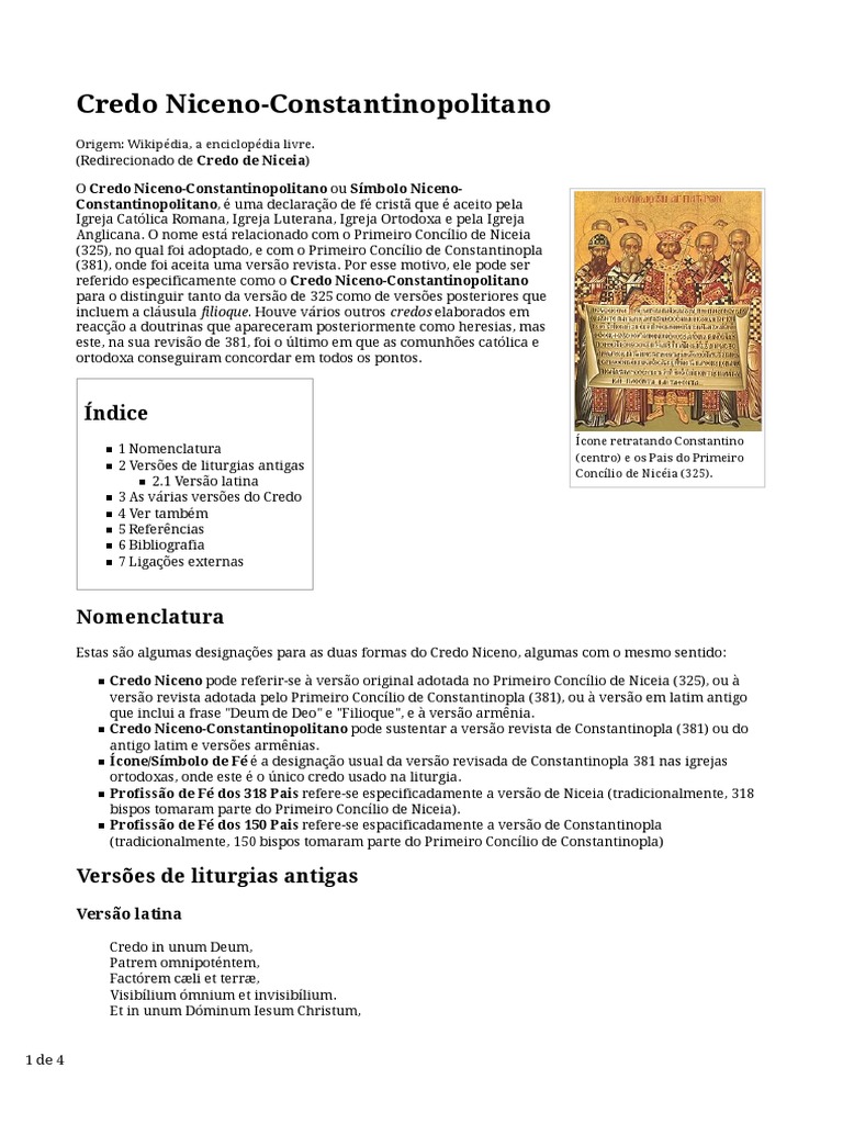 História do Credo Niceno-Constantinopolitano | PDF | Cristianismo antigo | Trinitarianismo