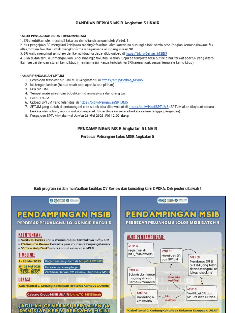 Panduan Berkas Msib 5 Unair | PDF