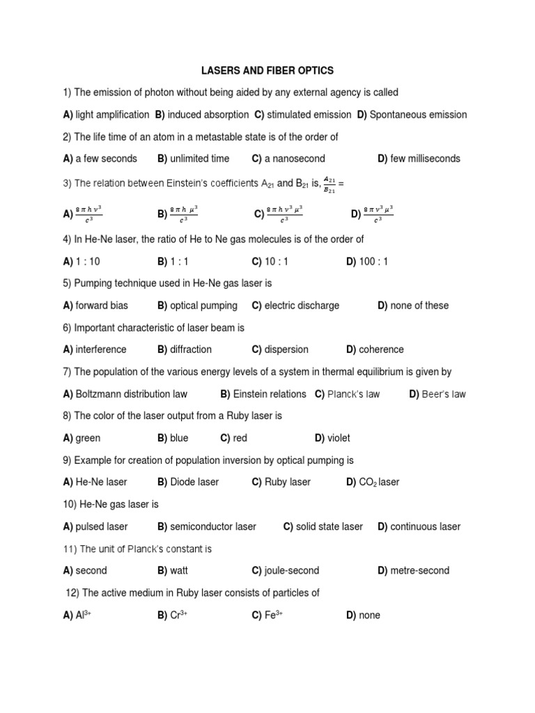 Multiple Choice Questions | PDF | Semiconductors | Diffraction