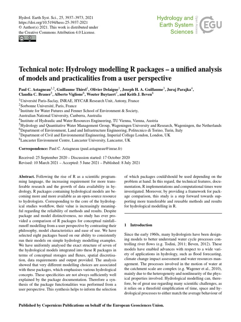 Hydrology Modelling R Packages | PDF | R (Programming Language) | Hydrology
