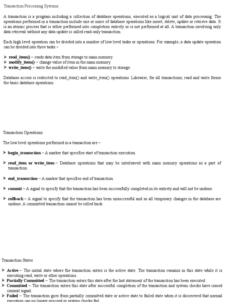 Dbms Unit IV | PDF | No Sql | Database Transaction
