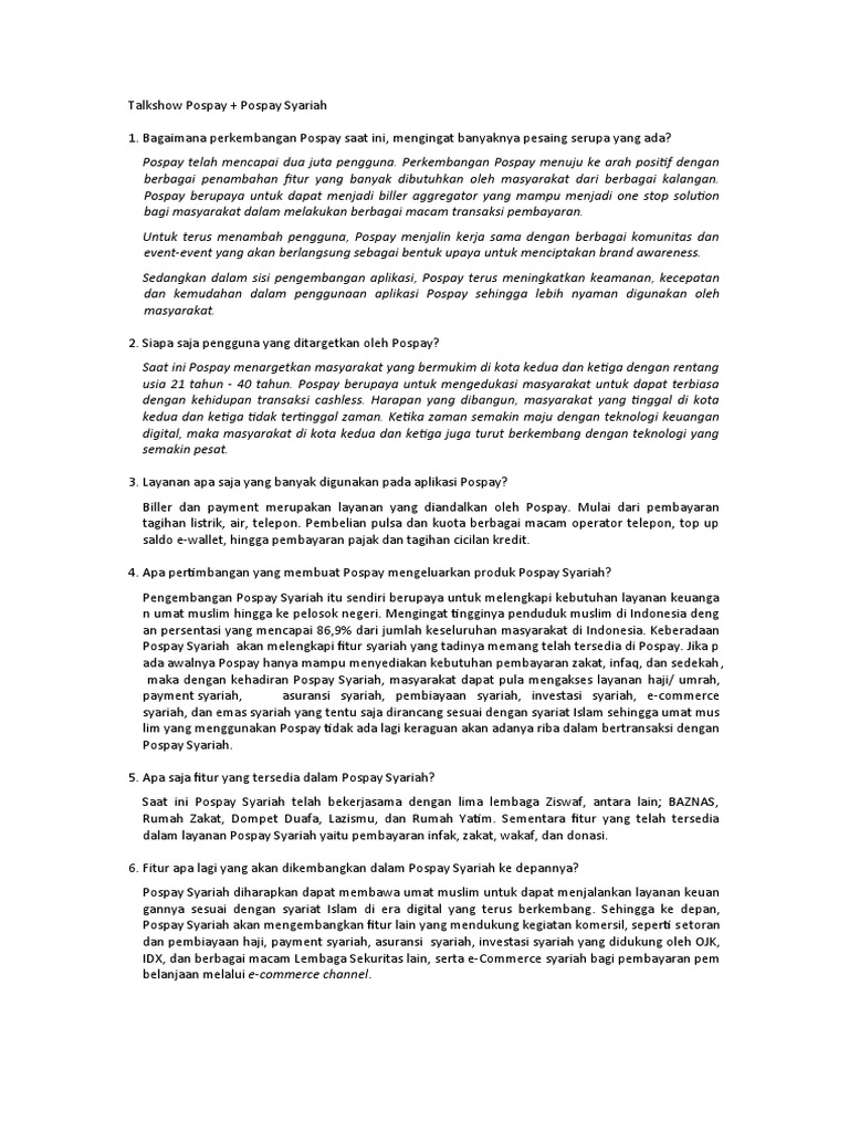 Pertanyaan Talkshow | PDF