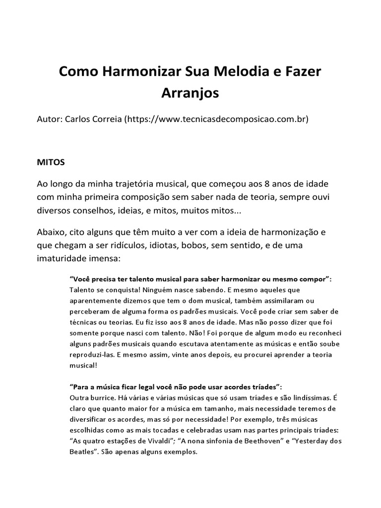 Como Harmonizar Sua Melodia | PDF | Acorde (música) | Intervalo (música)