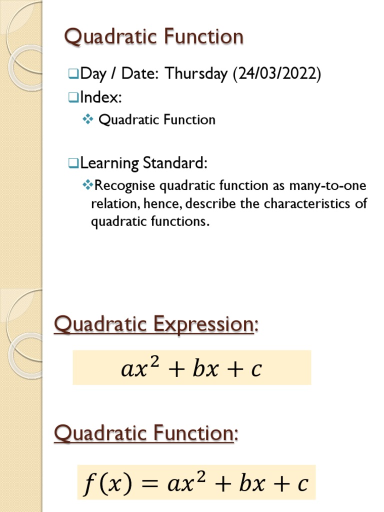1.1b Quadratic Function | PDF | Teaching Methods & Materials