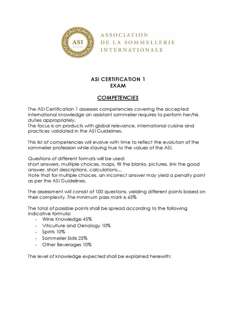 Certification Asi 1 Competences Eng FR Es | PDF | Wine | Fermented Foods