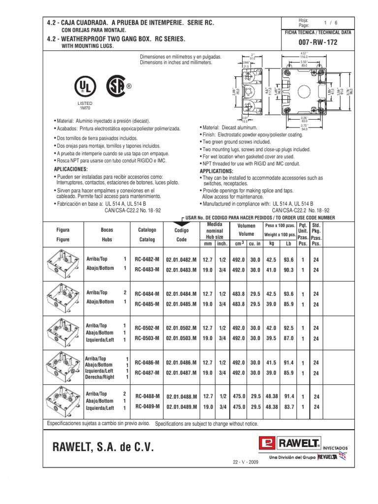 Cajas Cuadradas para Intemperie - Rawelt - 2400 | PDF