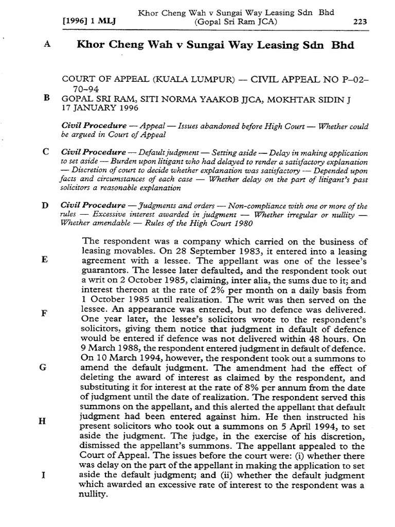 KHOR CHENG WAH v SUNGAI WAY LEASING SDN BHD | PDF