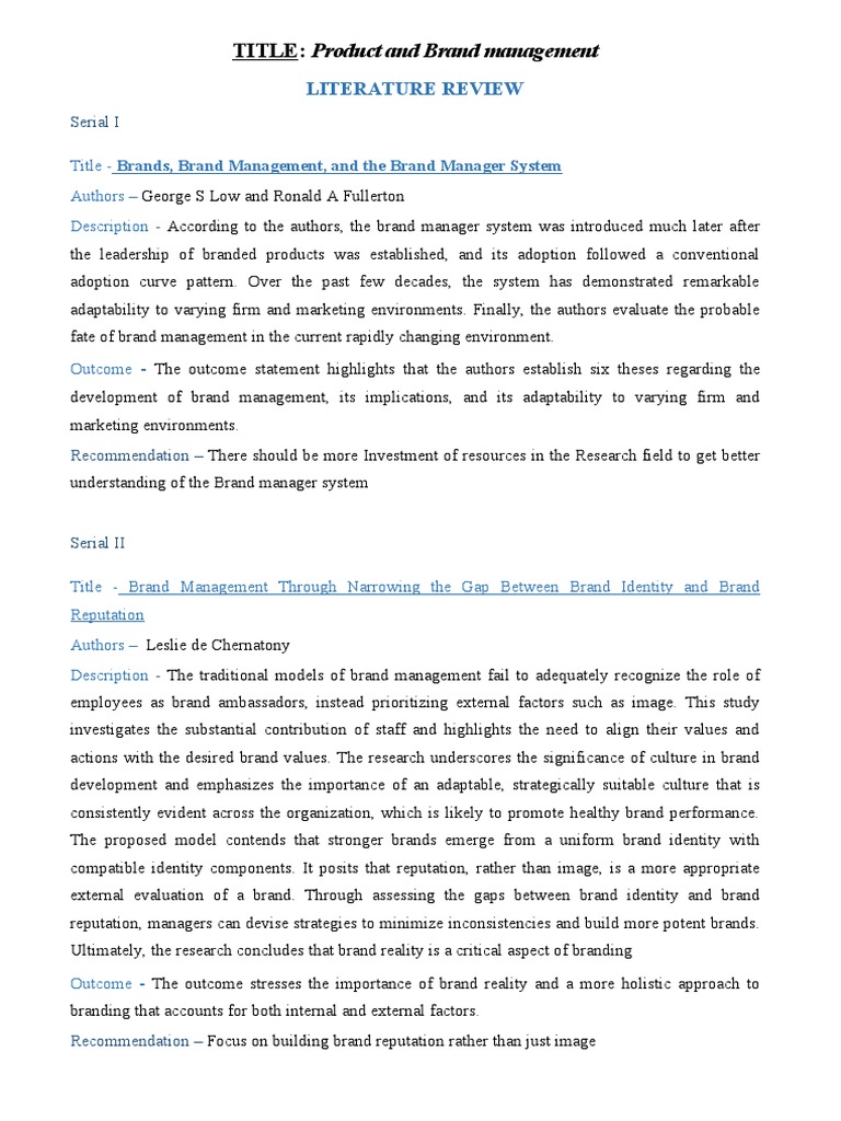 Literature Review SIP Project | PDF | Brand | Brand Management