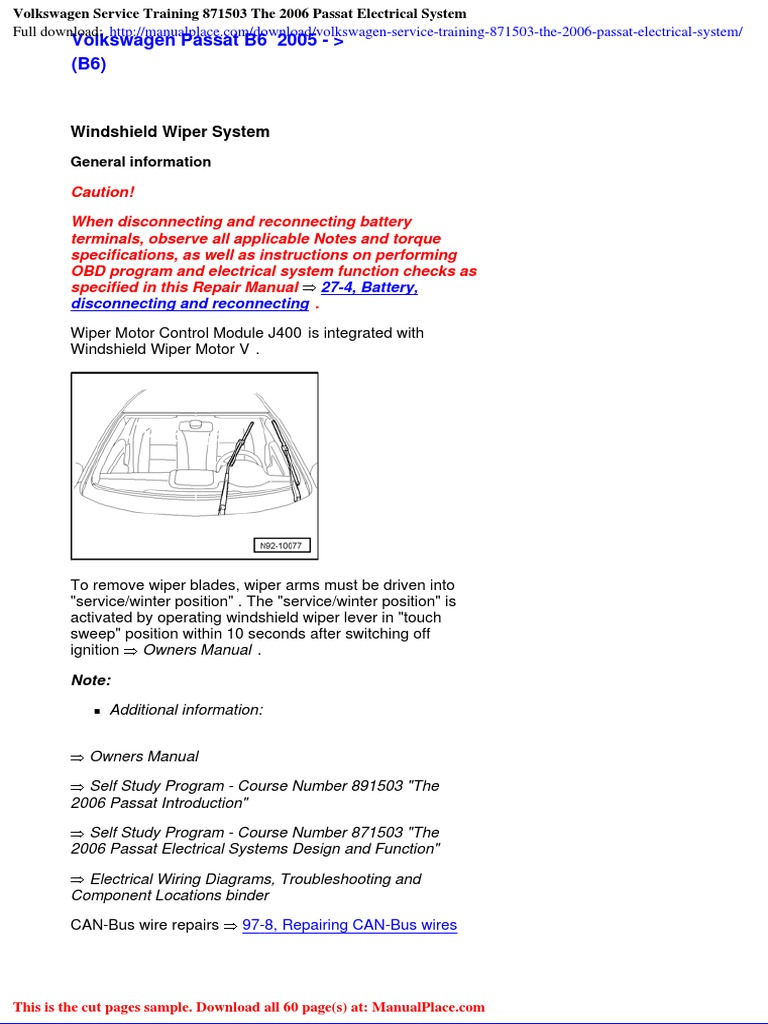 Volkswagen Service Training 871503 The 2006 Passat Electrical System | PDF | Manufactured Goods ...