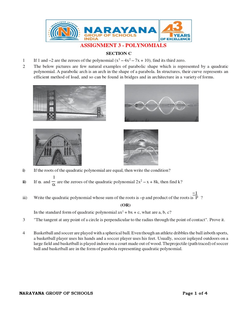 MATHS - 8th MAY POLYNOMIALS - Assignment | PDF | Differential Geometry | Abstract Algebra