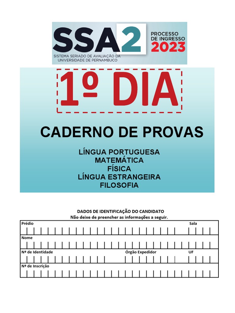 Vestibular Seriado UPE 2023 - SSA - Segunda Etapa (1 Dia), K | PDF ...