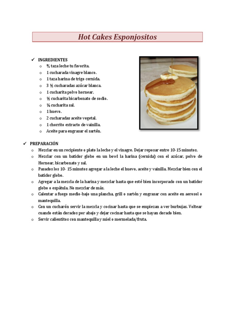 Hot Cakes Esponjositos | PDF