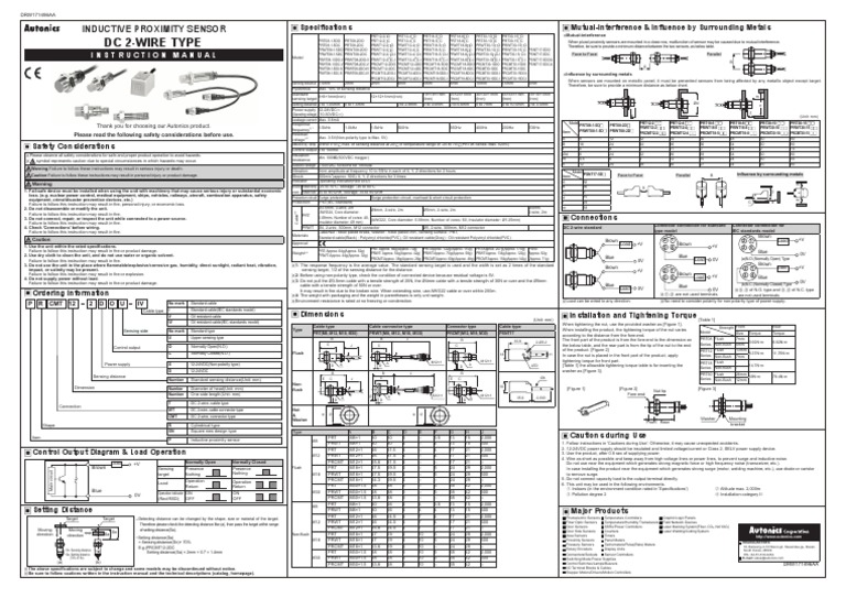 Autonics PR PRW DC 2wire Series Manual | PDF | Electrical Connector ...