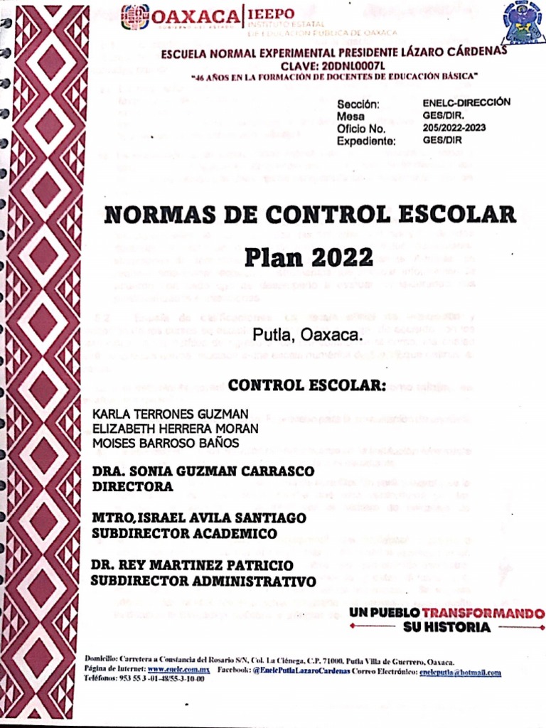 Normas de Control Escolar 2022 | PDF
