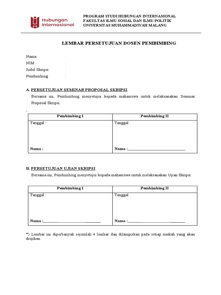 LEMBAR PERSETUJUAN DOSEN PEMBIMBING | PDF