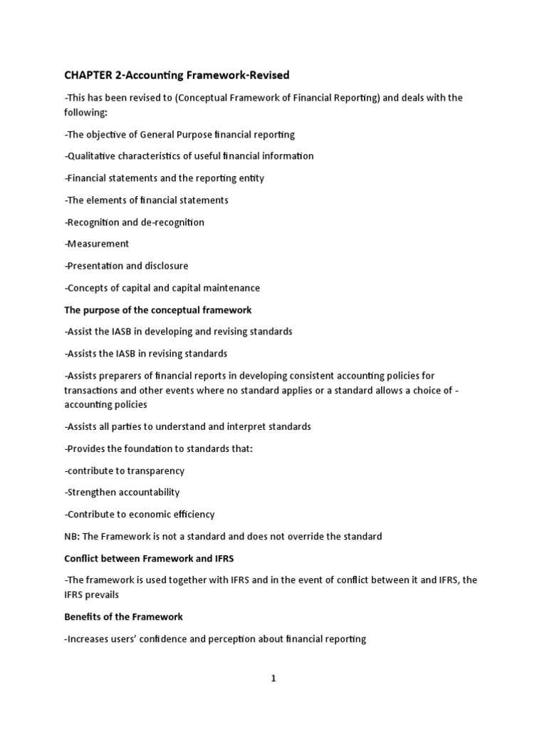 Chapter 2 Accounting Framework Revised Pdf Financial Statement