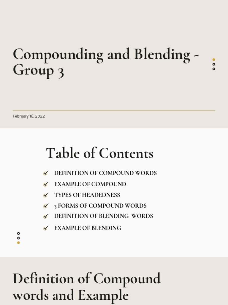 Compounding and Blending - Group 3 | PDF | Noun | Word