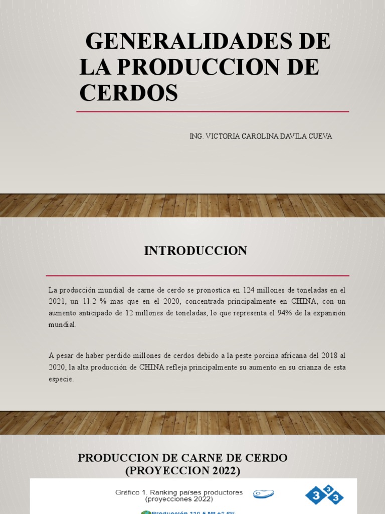 GENERALIDADES DE LA PRODUCCION DE CERDOS Clase 1 | PDF | Carne | Cerdo