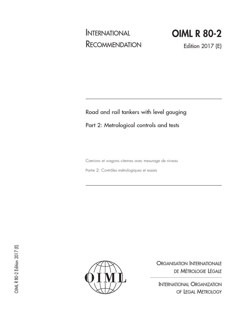 OIML R 80-2: Nternational Ecommendation | PDF | Calibration ...