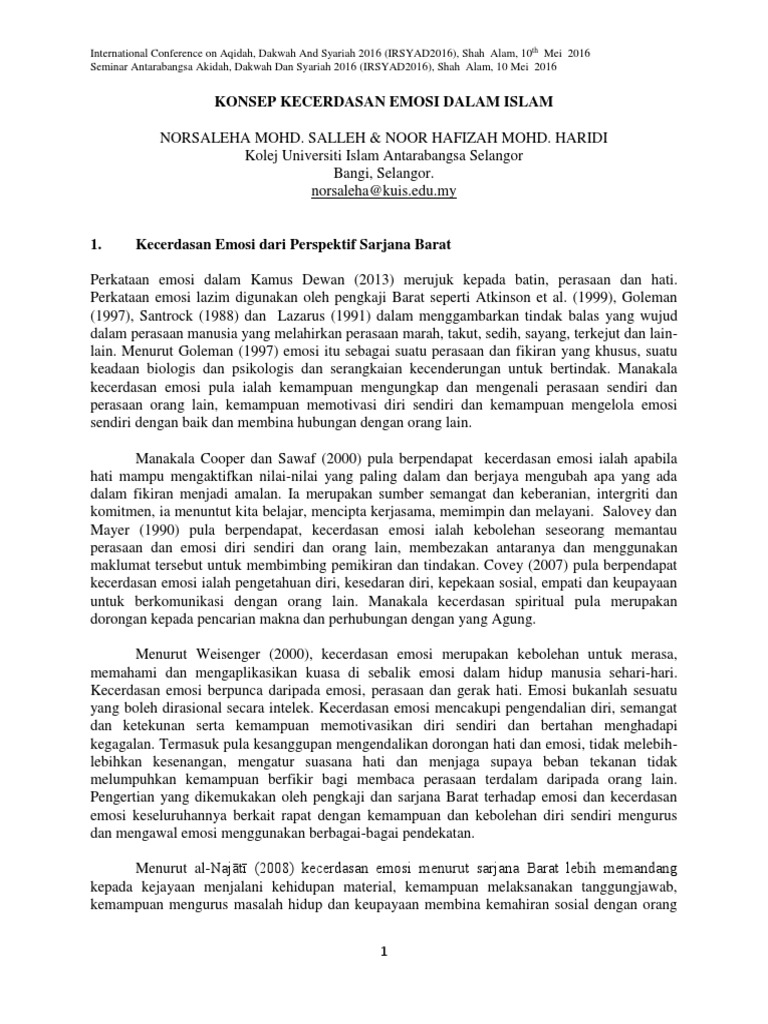 Artikel Konsep Kecerdasan Emosi Dalam Islam | PDF