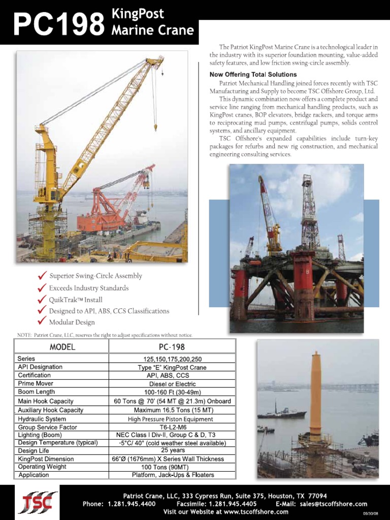 PC198 Kingpost Marine Crane | PDF