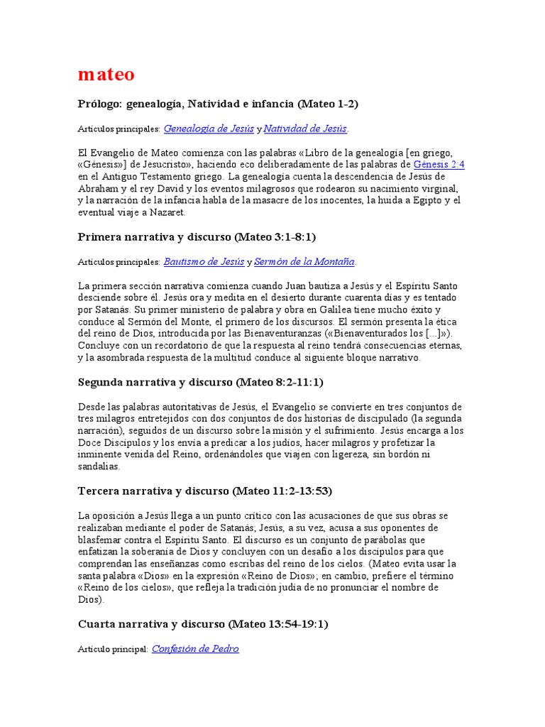 Estructura del Evangelio de Mateo | PDF | Evangelio de Mateo | Jesús
