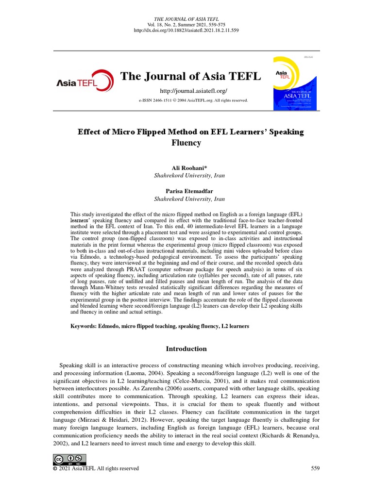 AsiaTEFL V18 N2 Summer 2021 Effect of Micro Flipped Method On EFL ...