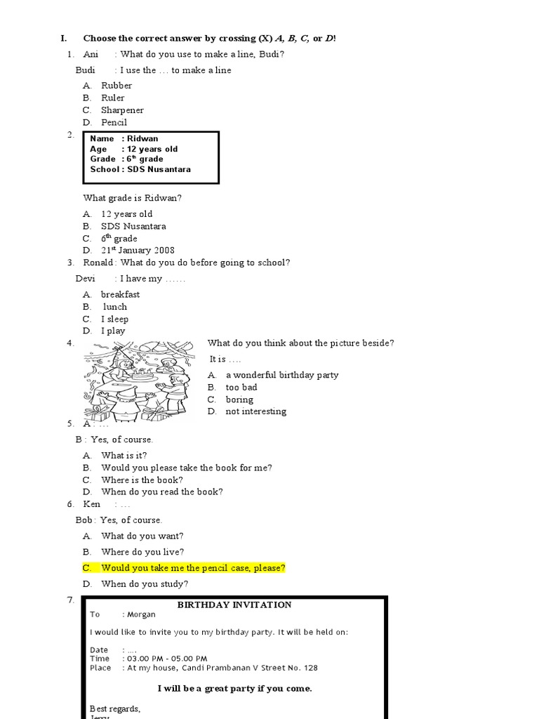 Latihan Soal B. Inggris | PDF | Language Arts & Discipline
