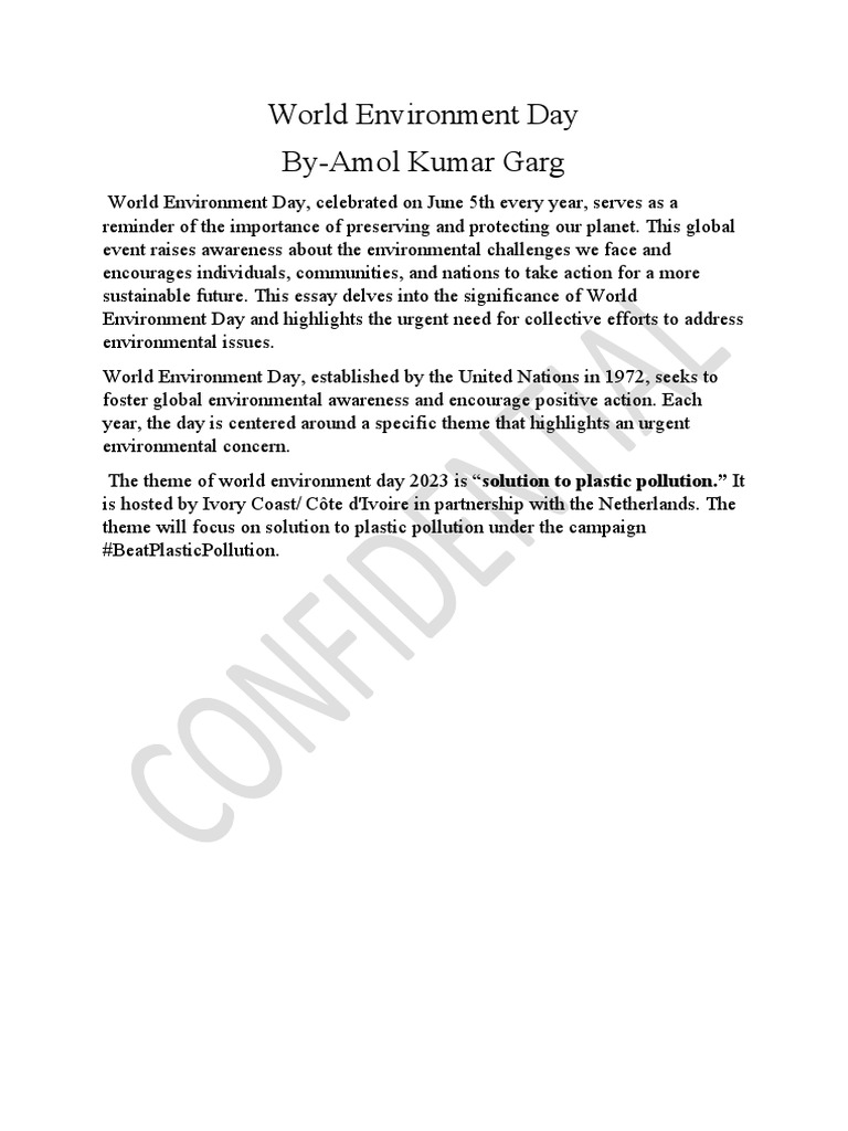 World Environment Day | PDF | Science & Mathematics