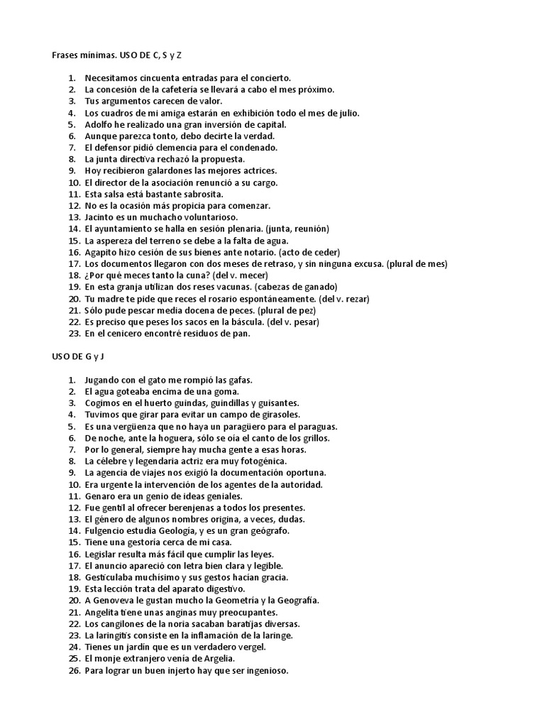 Dictado de Frases | PDF