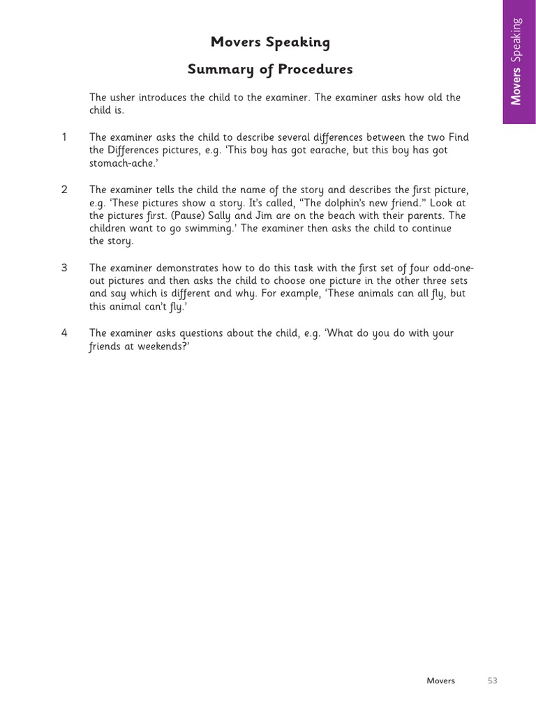 Movers Speaking Sample Paper | PDF