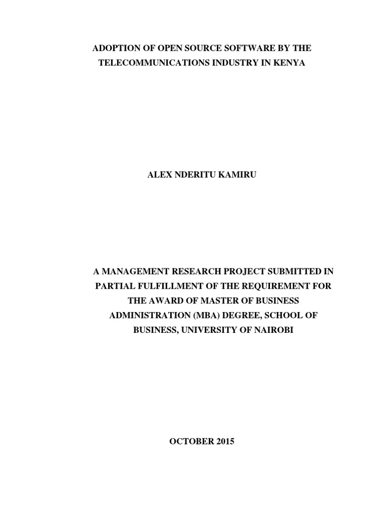 Kamiru - Adoption of Open Source Software by The Telecommunications Industry in Kenya | PDF ...