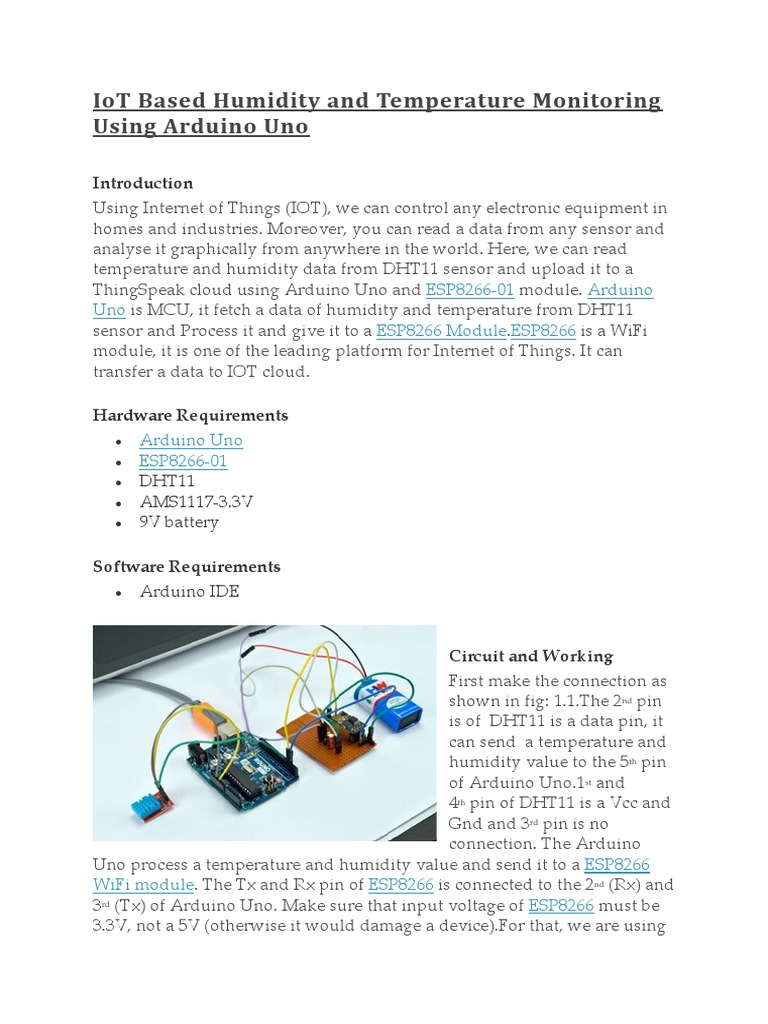 Iot Based Humidity And Temperature Monitoring Using Arduino Uno Pdf Arduino Internet Of Things