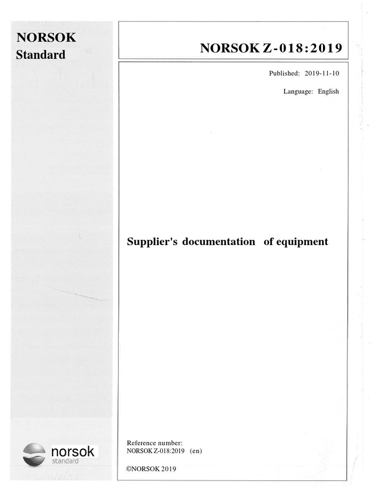 NORSOK_Z-018_Documentation_2019 | PDF | Instrumentation