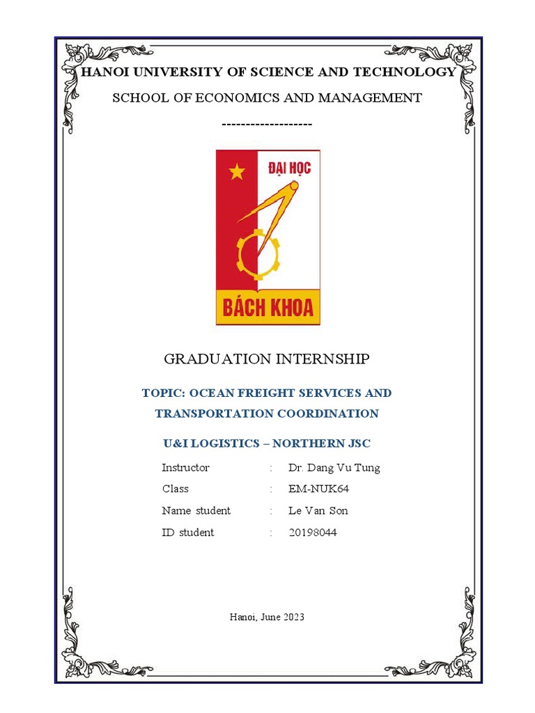 Le Van Son 20198044 Graduation Internshipp Pdf Logistics