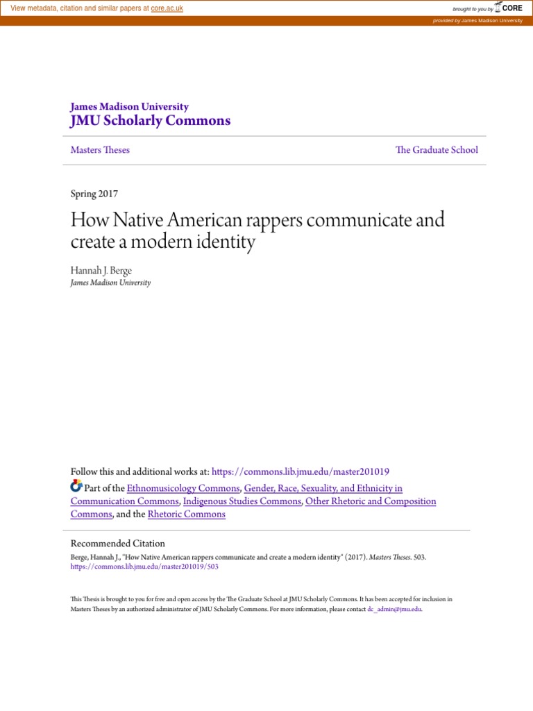 How Native American Rappers Communicate | PDF | Identity (Social ...