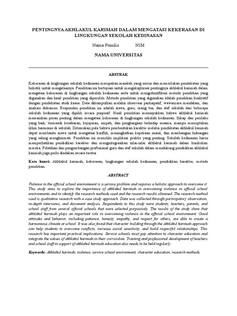 Pentingnya Akhlakul Karimah Dalam Mengatasi Kekerasan Di Lingkungan Sekolah | PDF | Karier ...