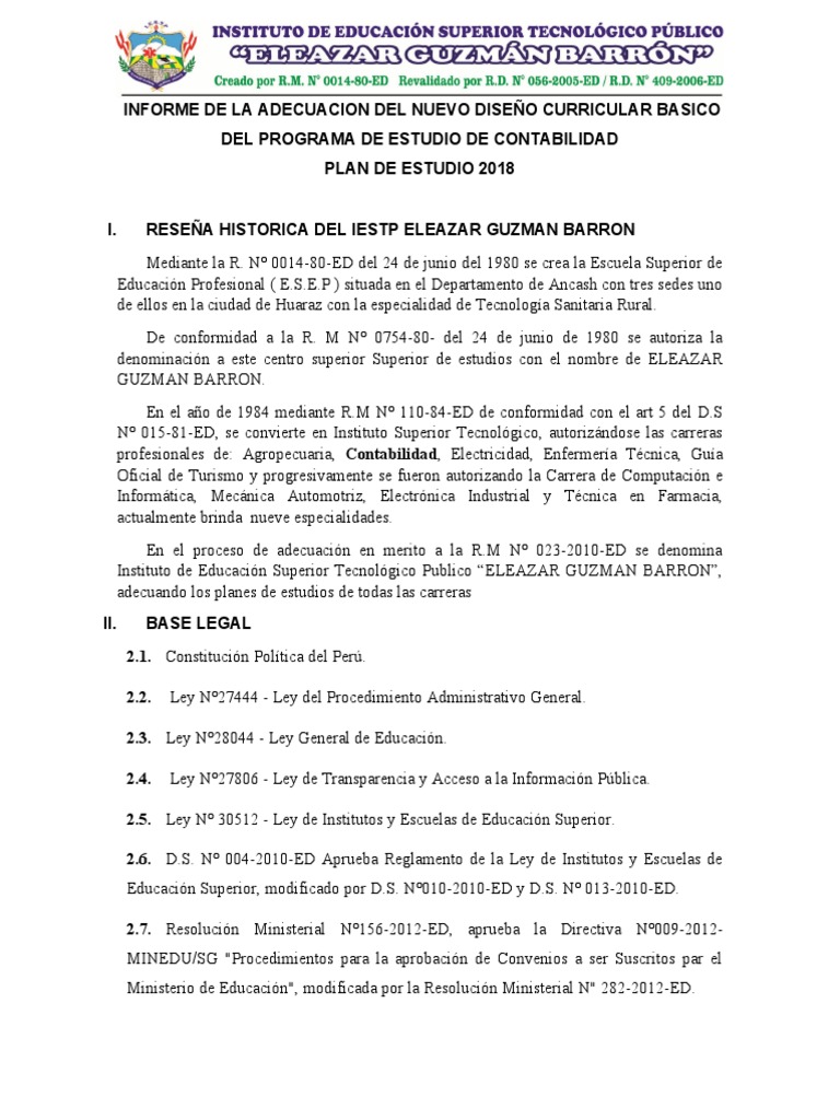 Adecuacion Del Nuevo Diseño Curricular Basico Del Programa de Estudio ...