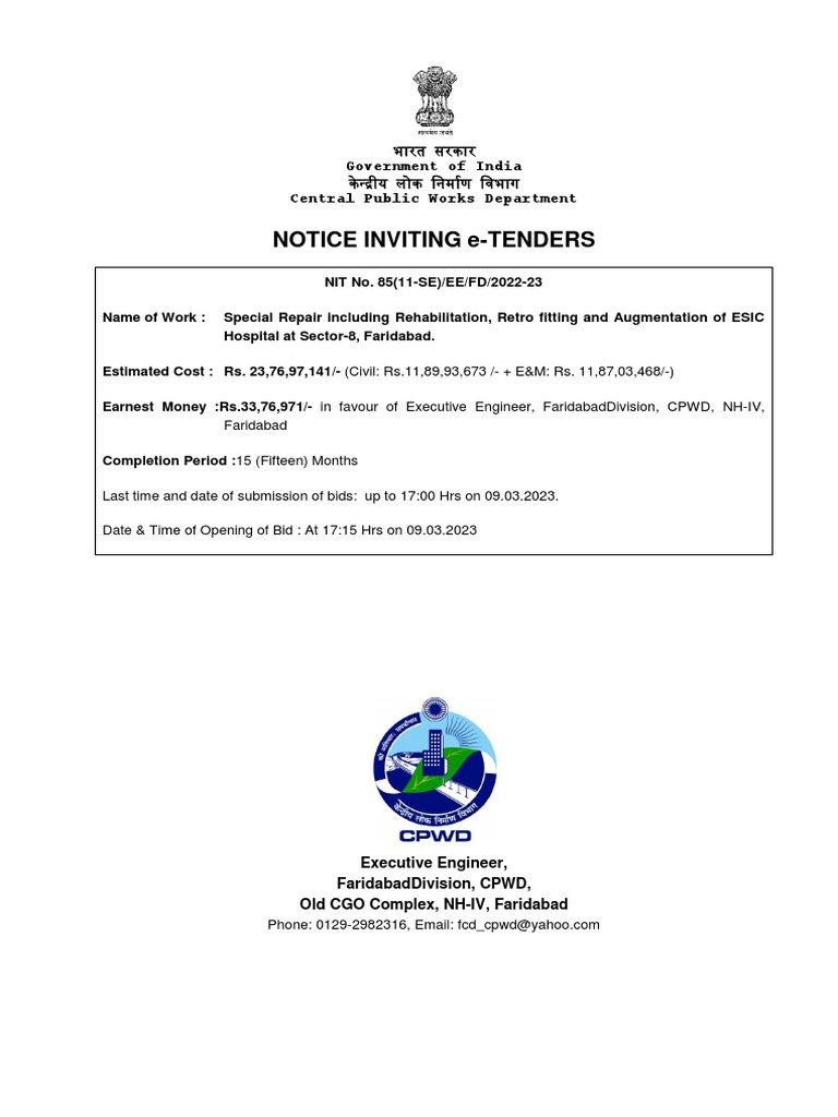 Special Repair ESI Hospital Sec-8 Faridabad | PDF | Guarantee | Cheque