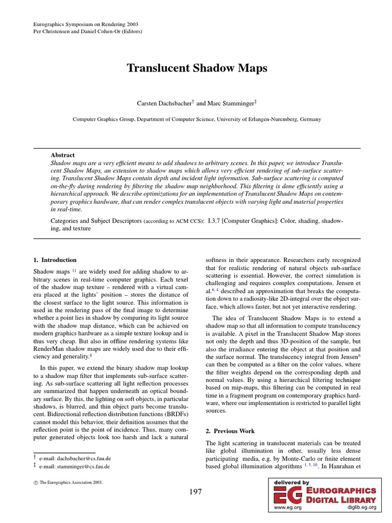 Translucent Shadow Maps | Download Free PDF | Texture Mapping | Rendering (Computer Graphics)