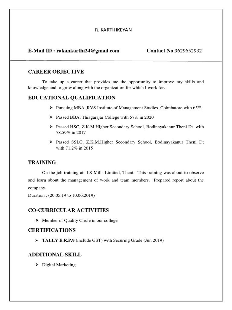 Karthikeyan Resume | PDF