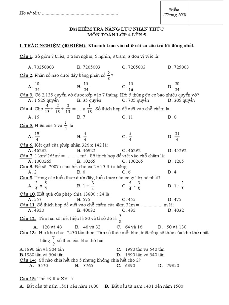 bai-kiem-tra-nang-luc-lop-4-len-lop-5-mon-toan | PDF