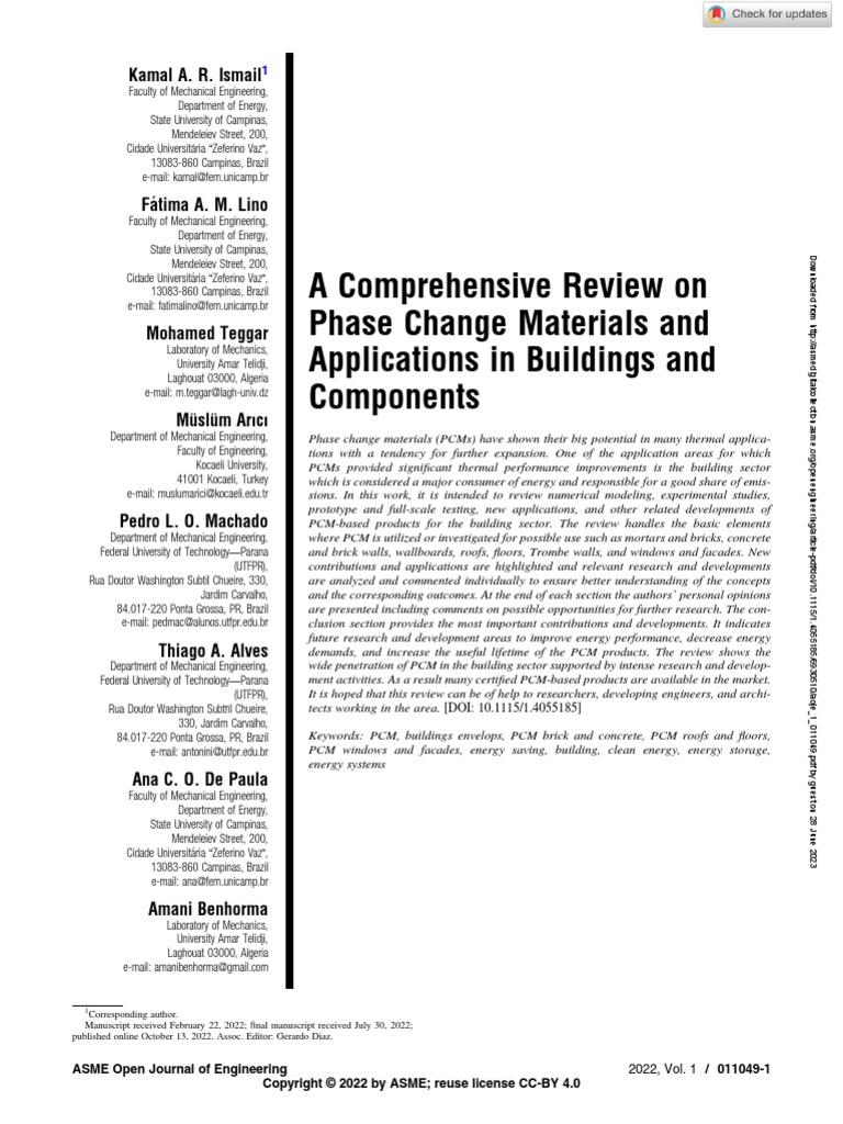 A Comprehensive Review On Phase Change Materials and Applications in ...