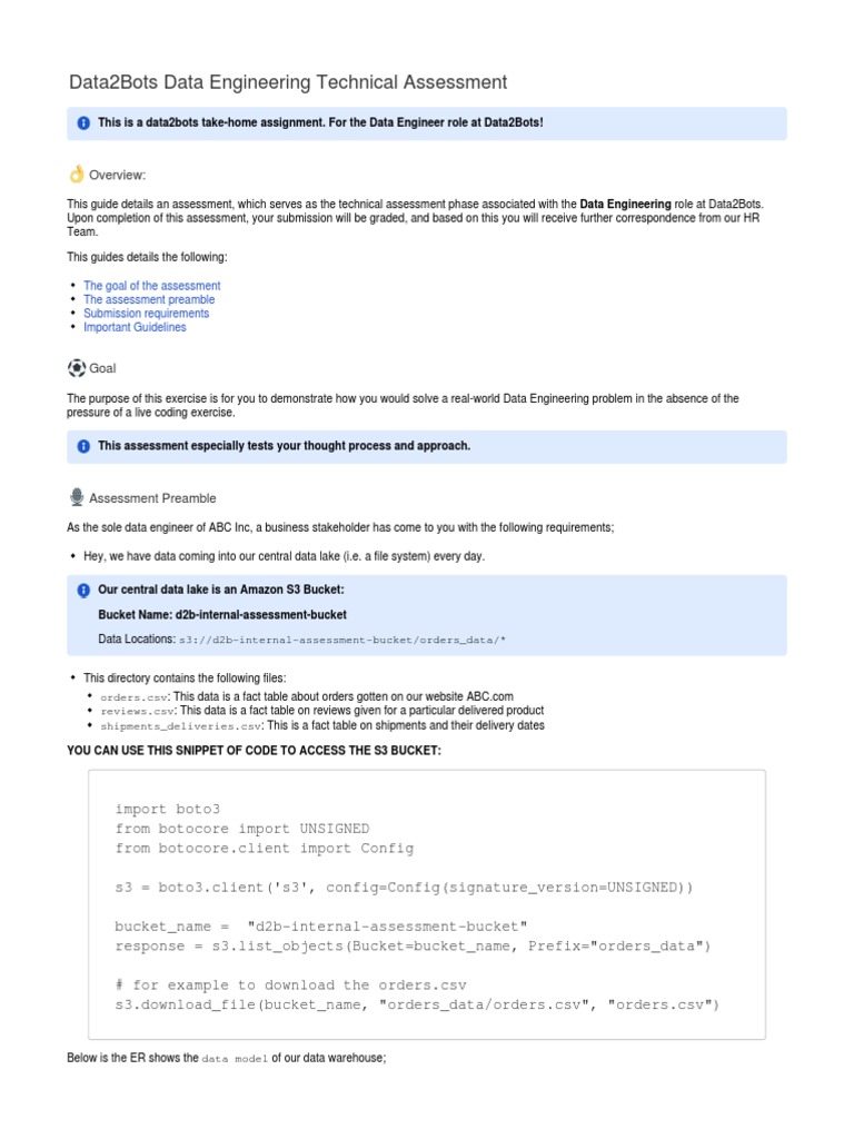 TT Data2BotsDataEngineeringTechnicalAssessment 170922 1841 (3143) | PDF | Computing ...