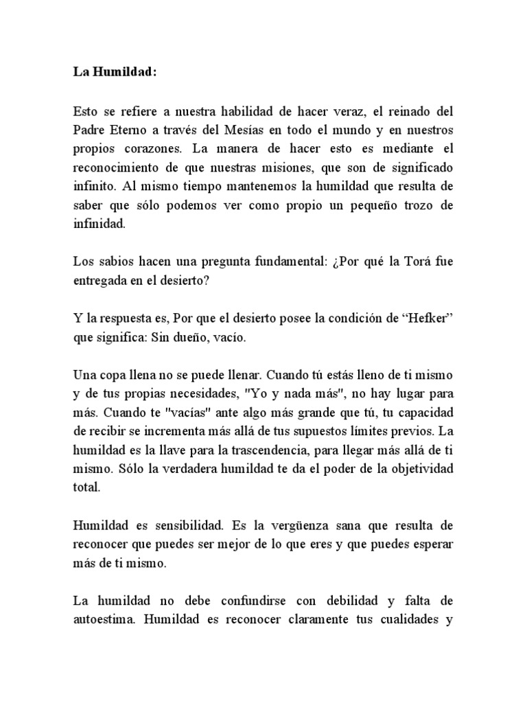 La Humildad | PDF | Nombres de Dios en el judaísmo