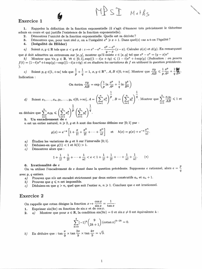 Maths Concours MPSI 2020 | PDF