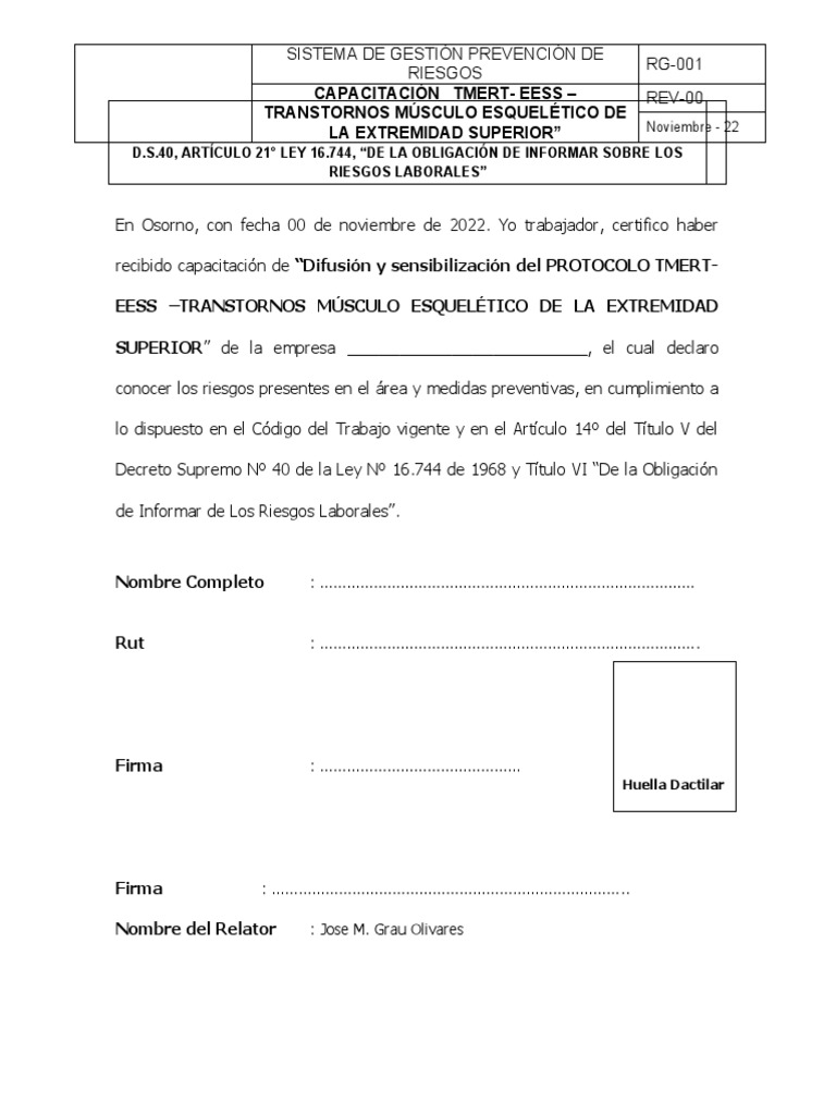 Capacitación en Riesgos TMERT-EESS | PDF | Medicina CLINICA