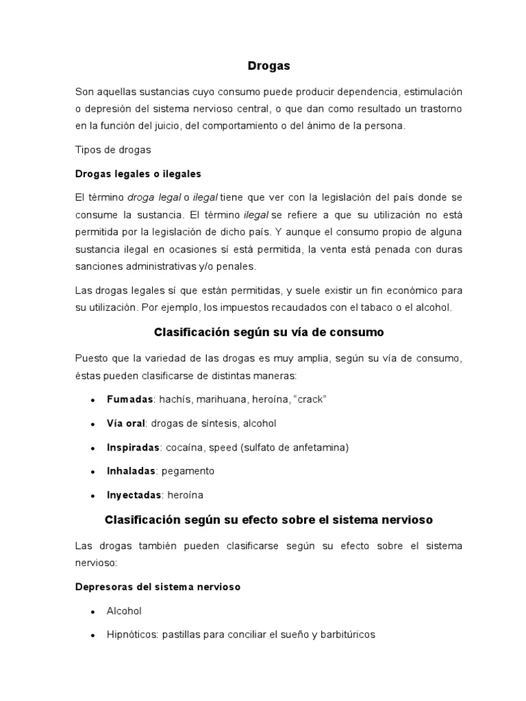 Drogas | PDF | La dependencia de sustancias | Drogas